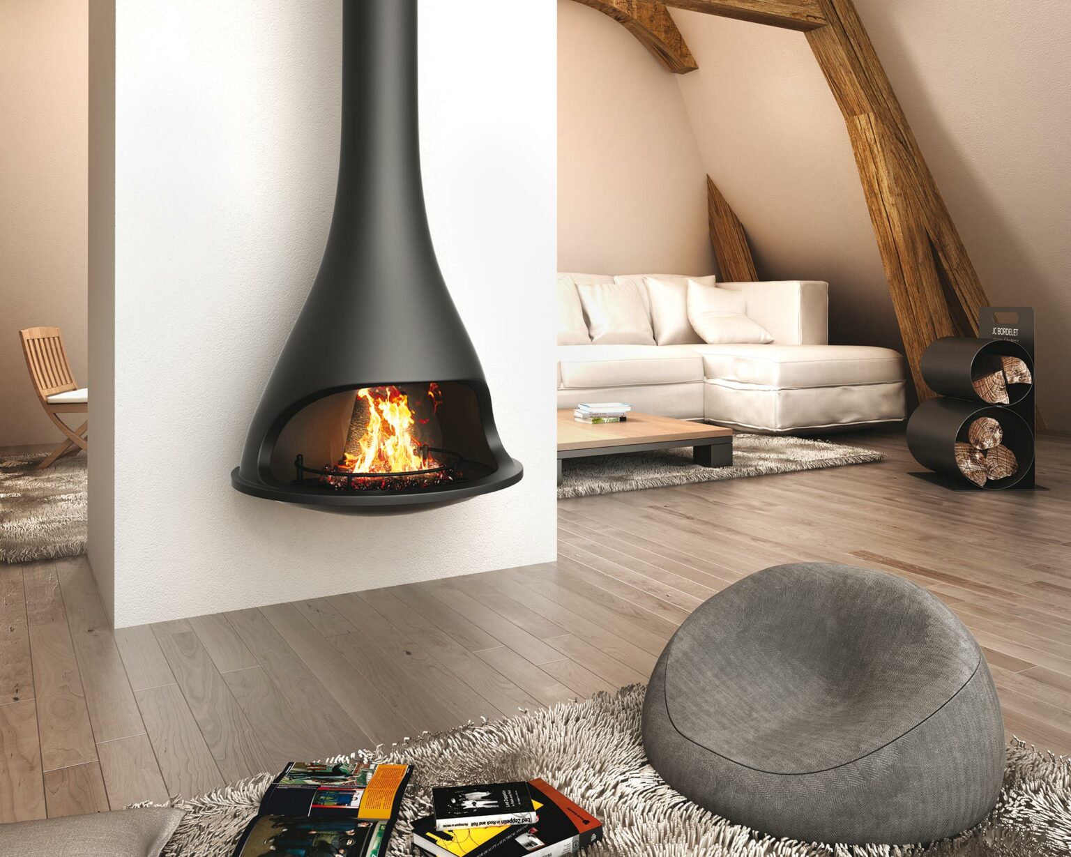 JC Bordelet Tatiana Suspended Fireplace Wood Gas - Ambiance®