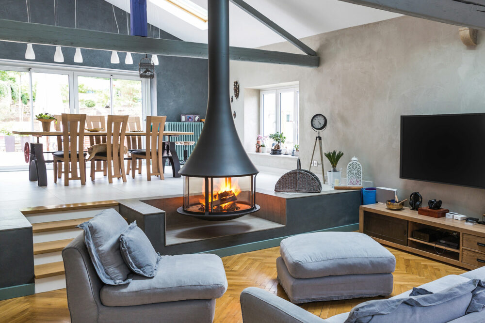 JC Bordelet Zelia Suspended Fireplace Wood Gas- Ambiance®