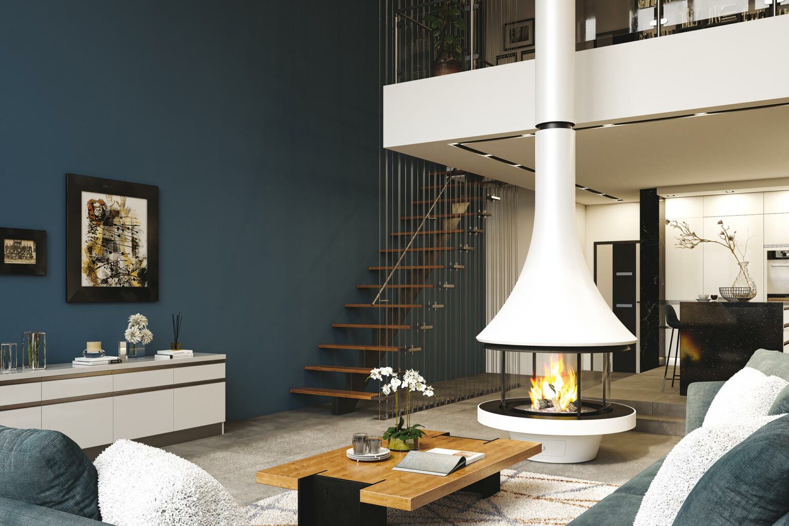 JC Bordelet Eva Suspended Fireplace Wood Gas - Ambiance®