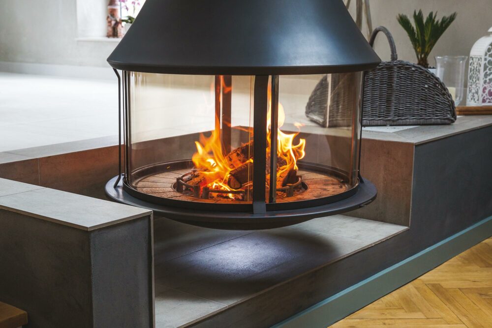 JC Bordelet Zelia Suspended Fireplace Wood Gas- Ambiance®