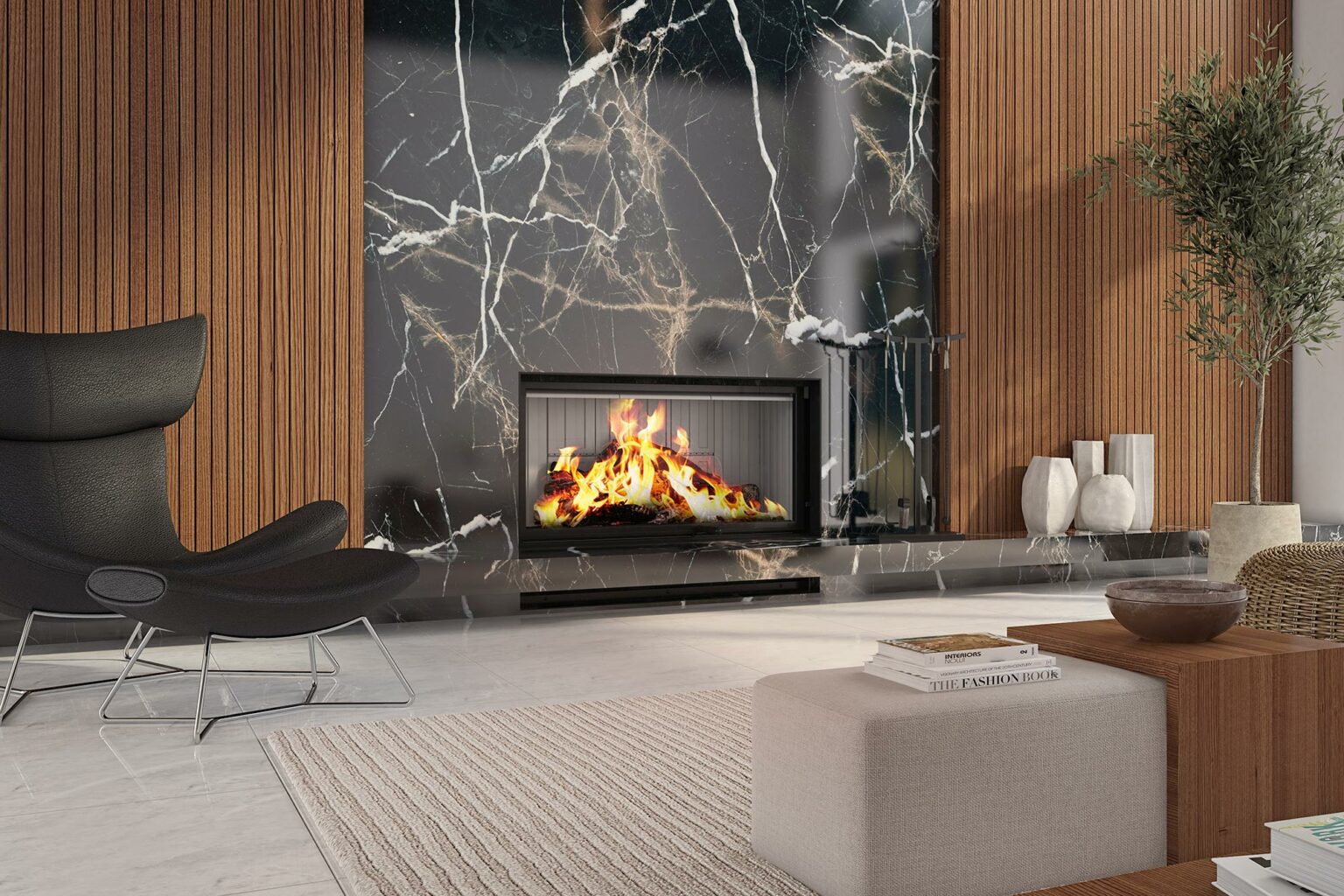 LUXUS® 40 Low Single Sided Guillotine Wood Fireplace - Ambiance®