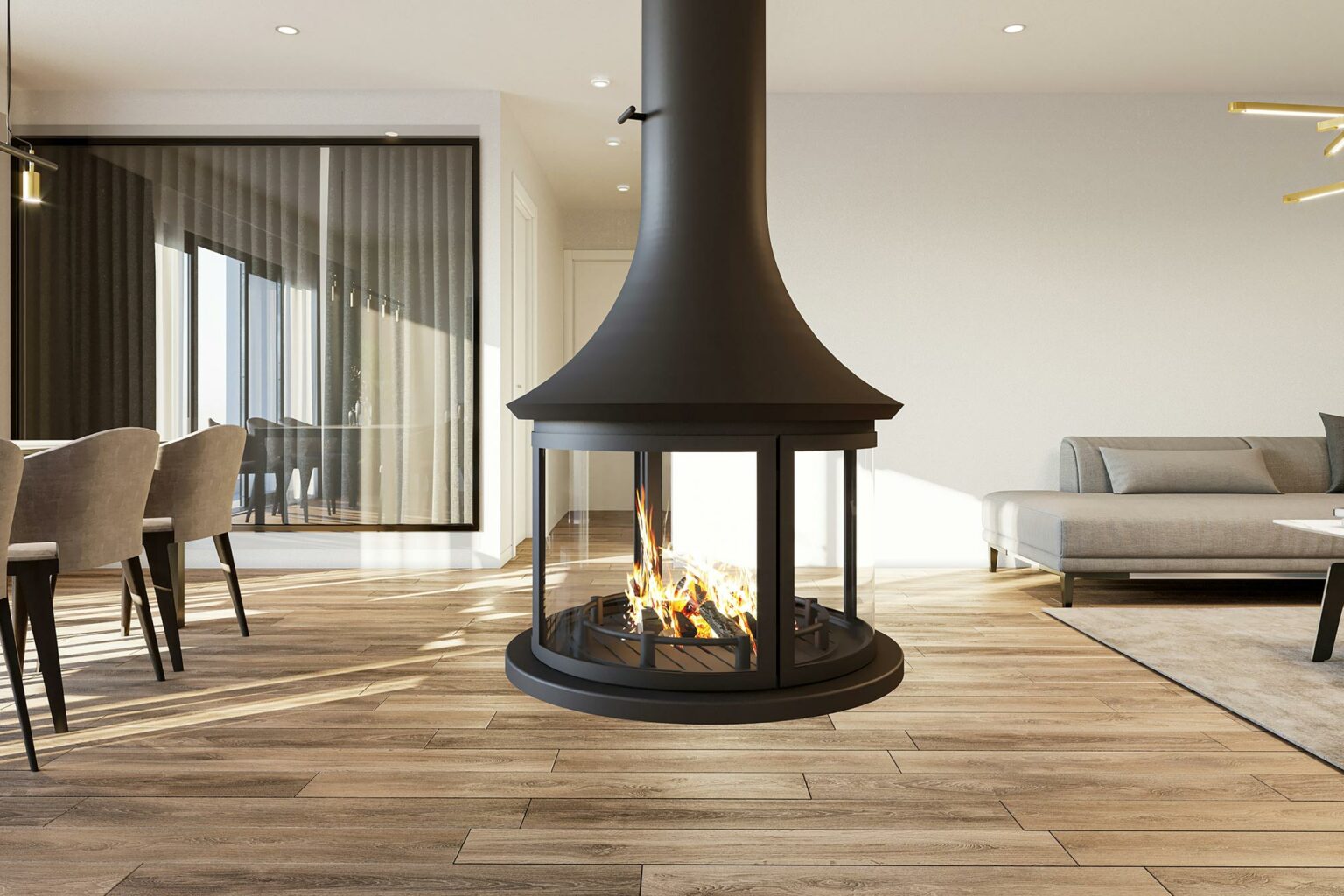 JC Bordelet Lea Suspended Fireplace Wood - Ambiance®
