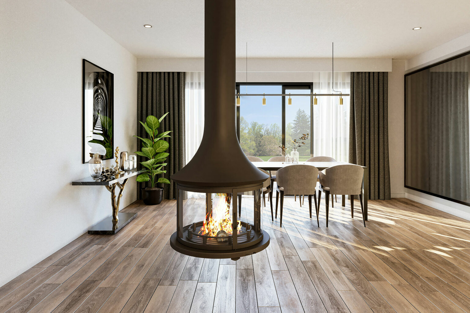 JC Bordelet Lea Suspended Fireplace Wood - Ambiance®
