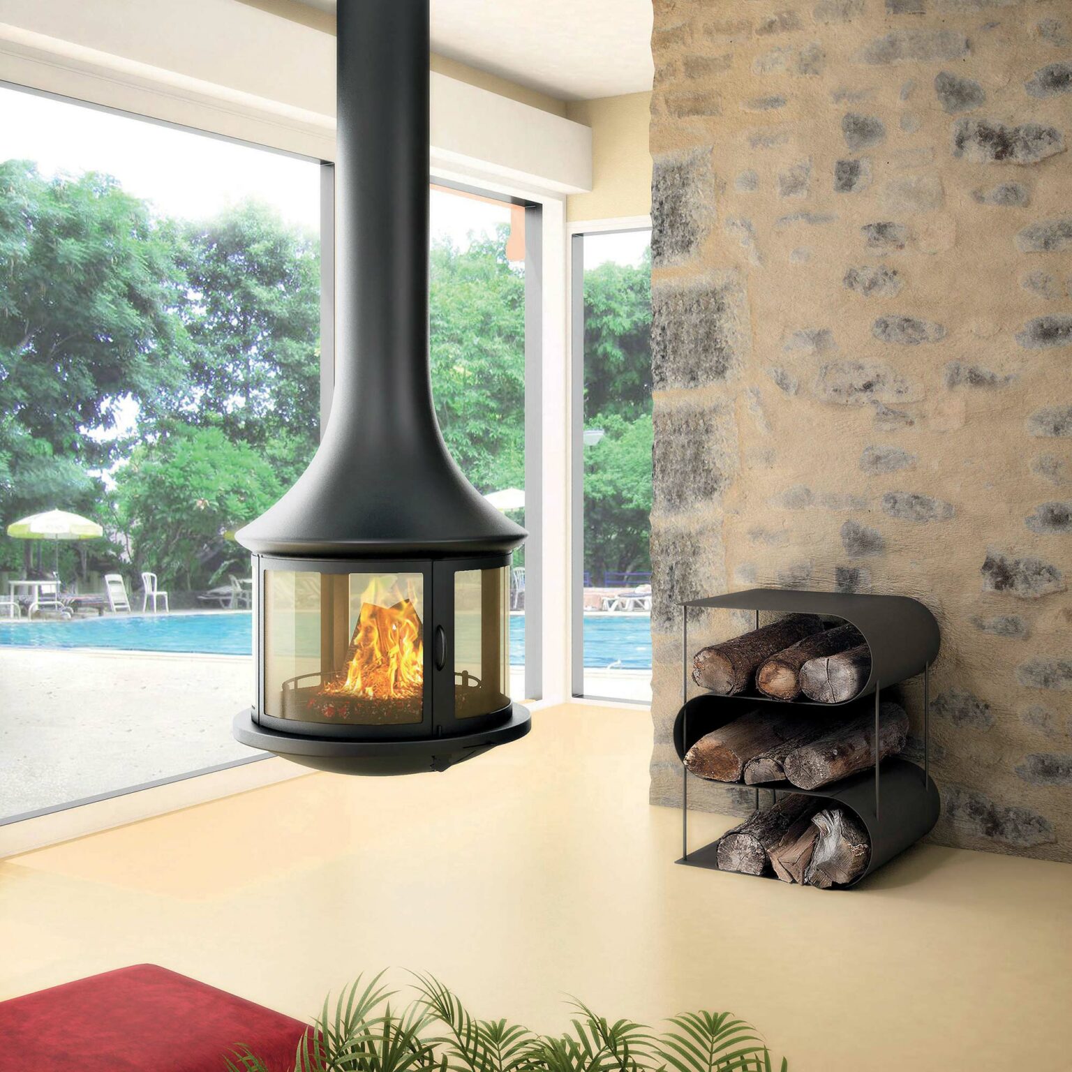 JC Bordelet Lea Suspended Fireplace Wood - Ambiance®