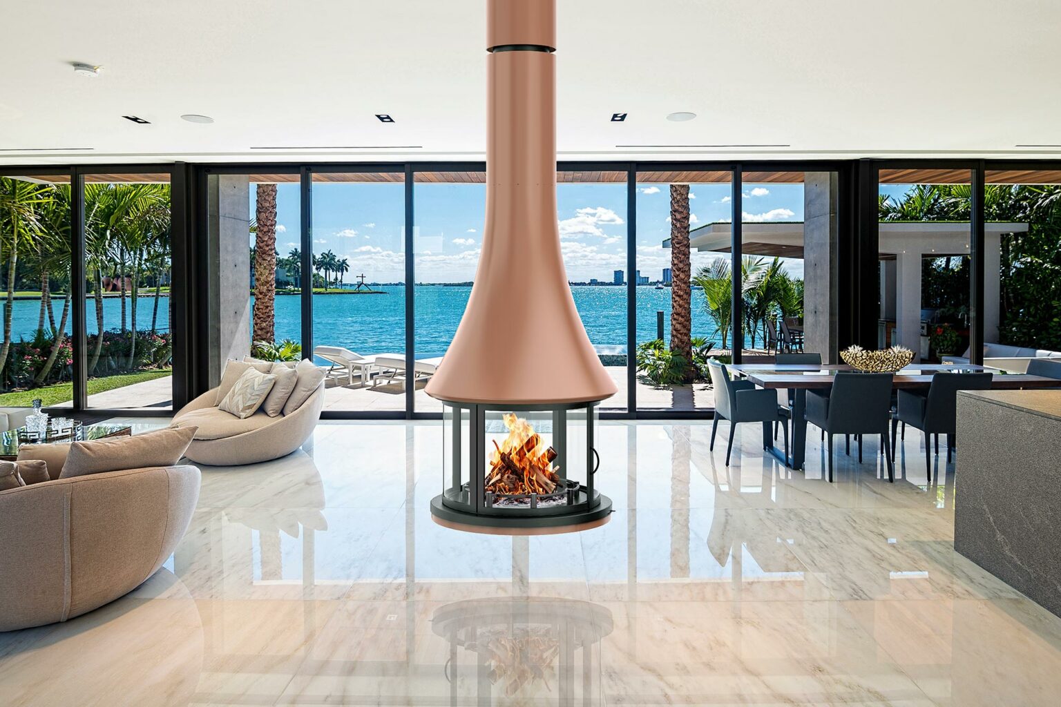 JC Bordelet Lea Suspended Fireplace Wood - Ambiance®